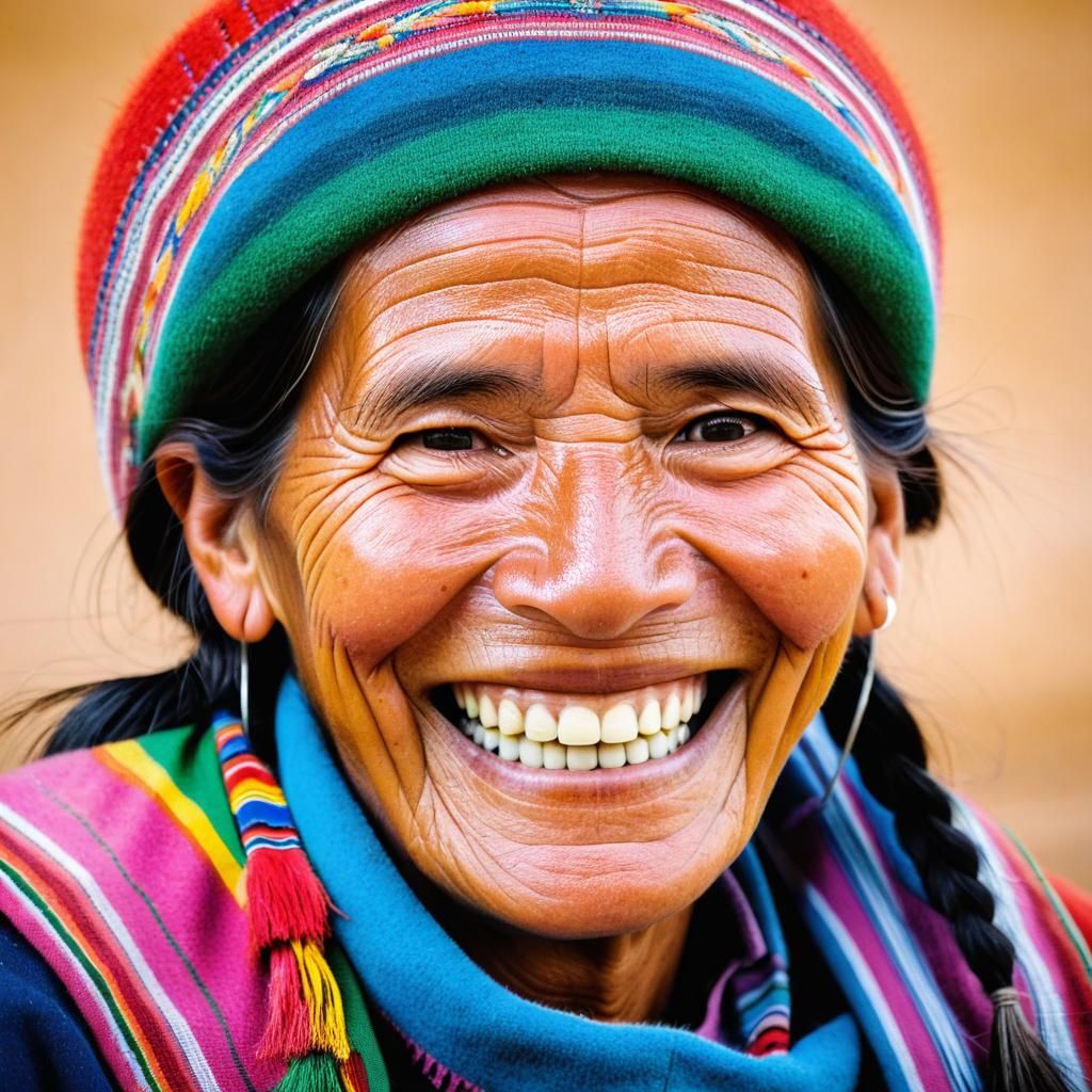 Womans face. From bolivia. Big smile - AI Generated Artwork - NightCafe ...