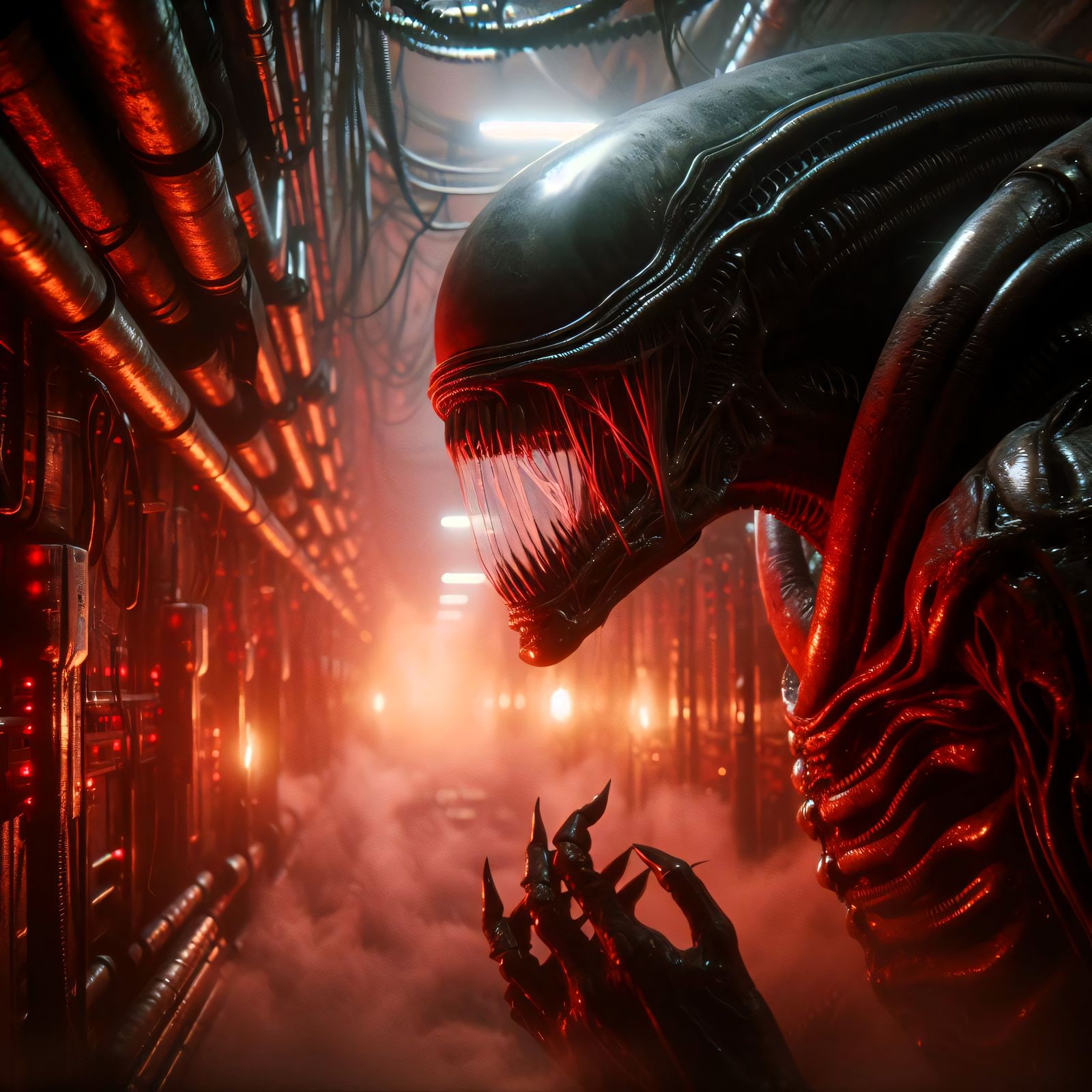 Narrow Corridor @ USCSS Nostromo - AI Generated Artwork - NightCafe Creator