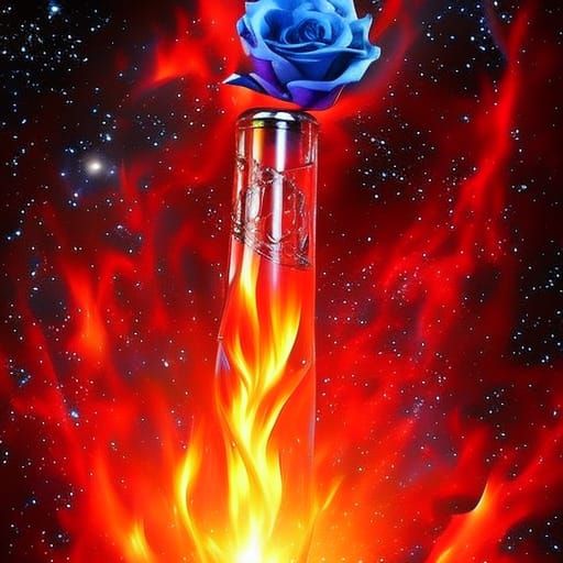 Fire N' Fury Flaming Blue Rose - AI Generated Artwork - NightCafe Creator