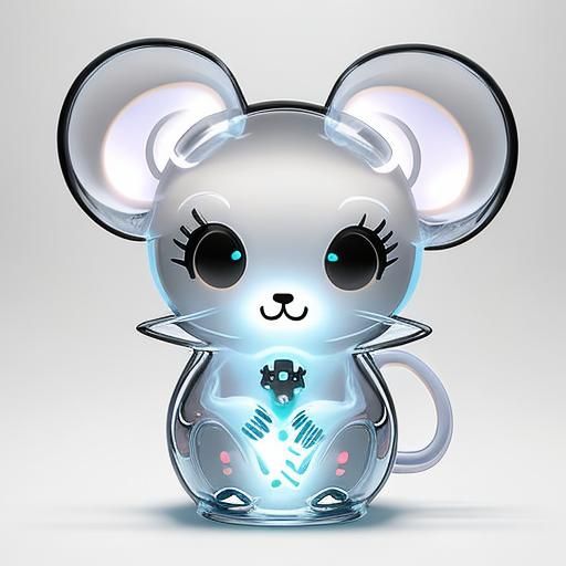 Adorable cute Bioluminescent chibi ghost mouse, adorable ghostly mouse ...