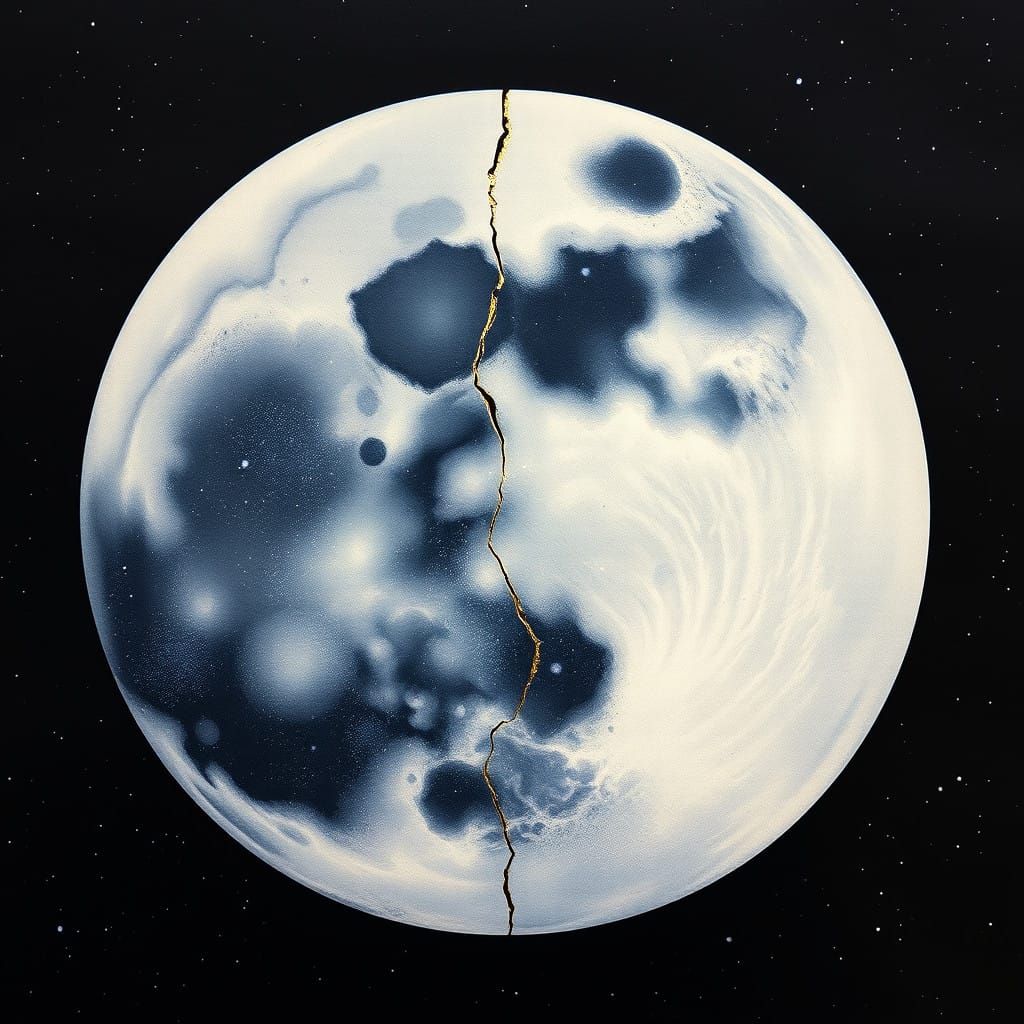 kintsugi moon - Kintsugi Moon in Cosmic Tattoo Aesthetic