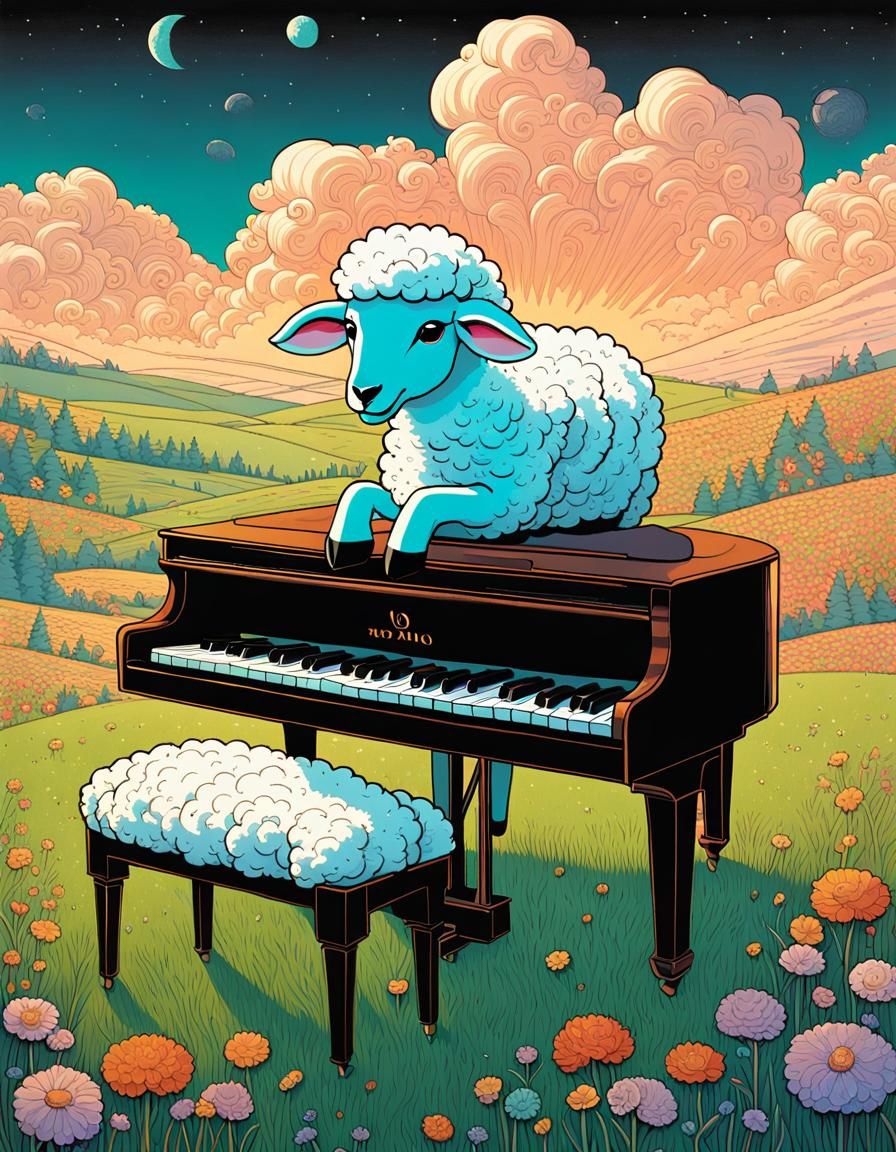 Piano sheep not in the mood for playing. - AI Generated Artwork ...