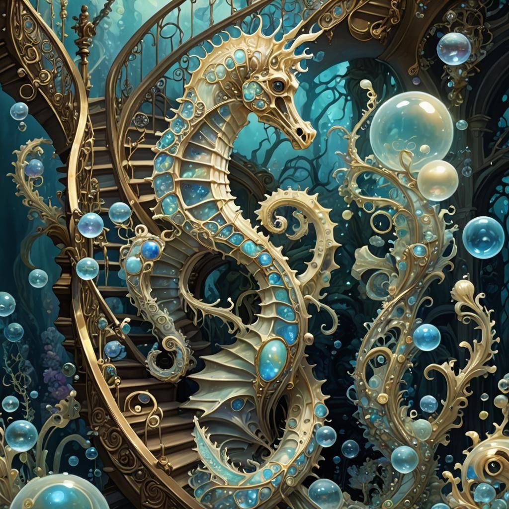 Underwater Seahorse Spiral Staircase
