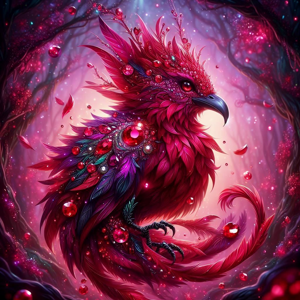 Red jeweled bird - AI Generated Artwork - NightCafe Creator