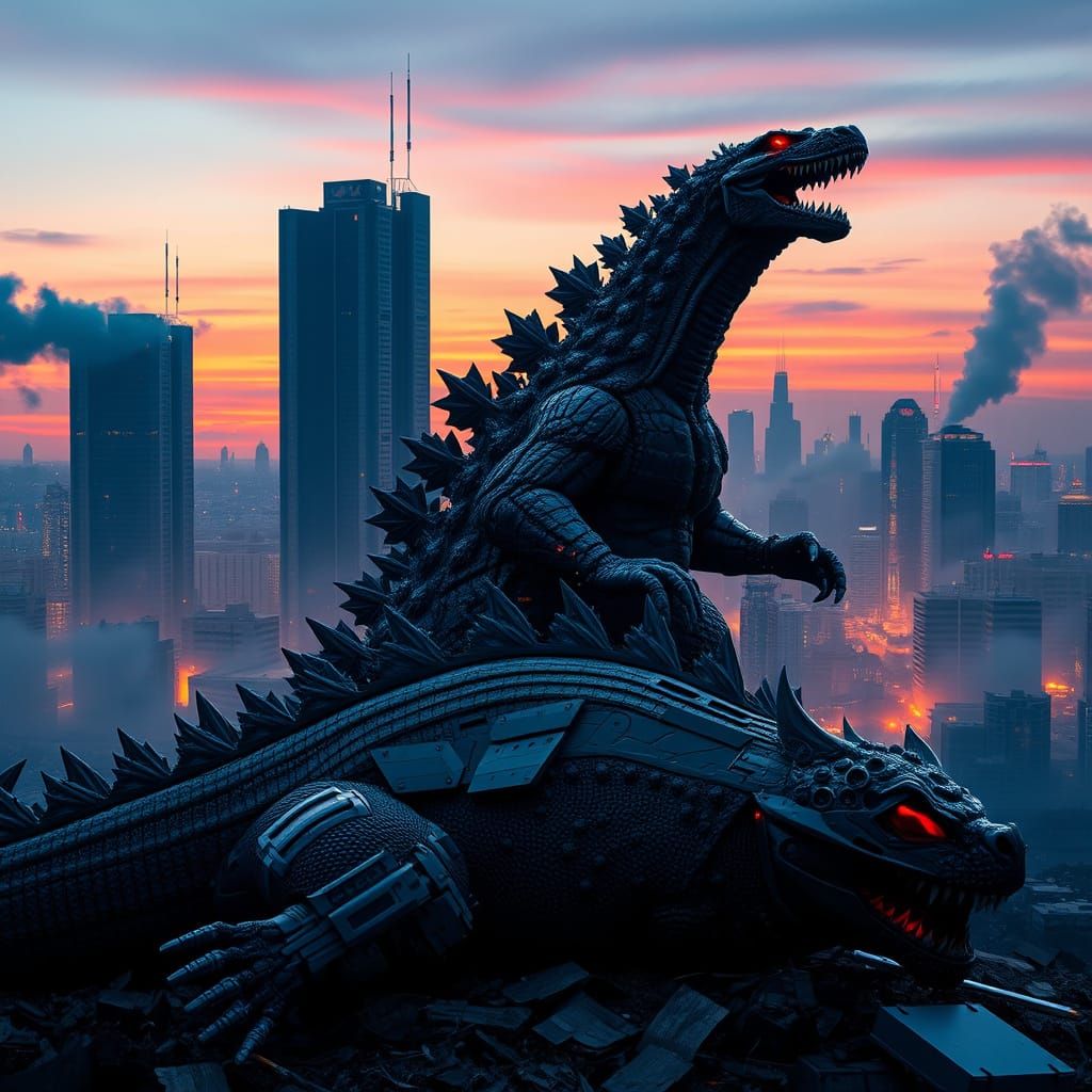 godzilla dead by mechgodzilla - Cyberpunk Mechagodzilla Triu...