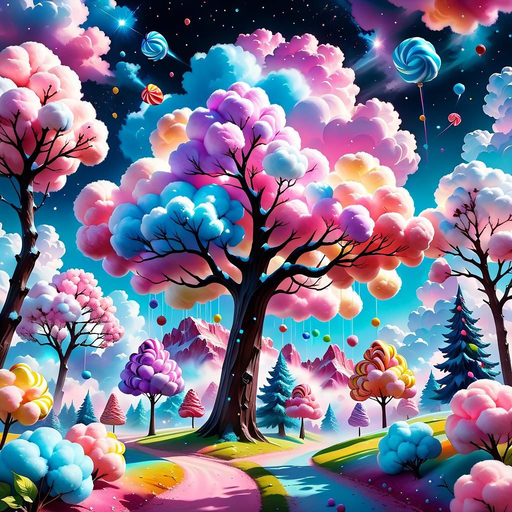Cotton Candy World - AI Generated Artwork - NightCafe Creator