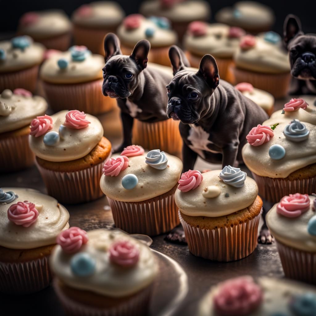 Frenchie Cup cakes - AI Generated Artwork - NightCafe Creator