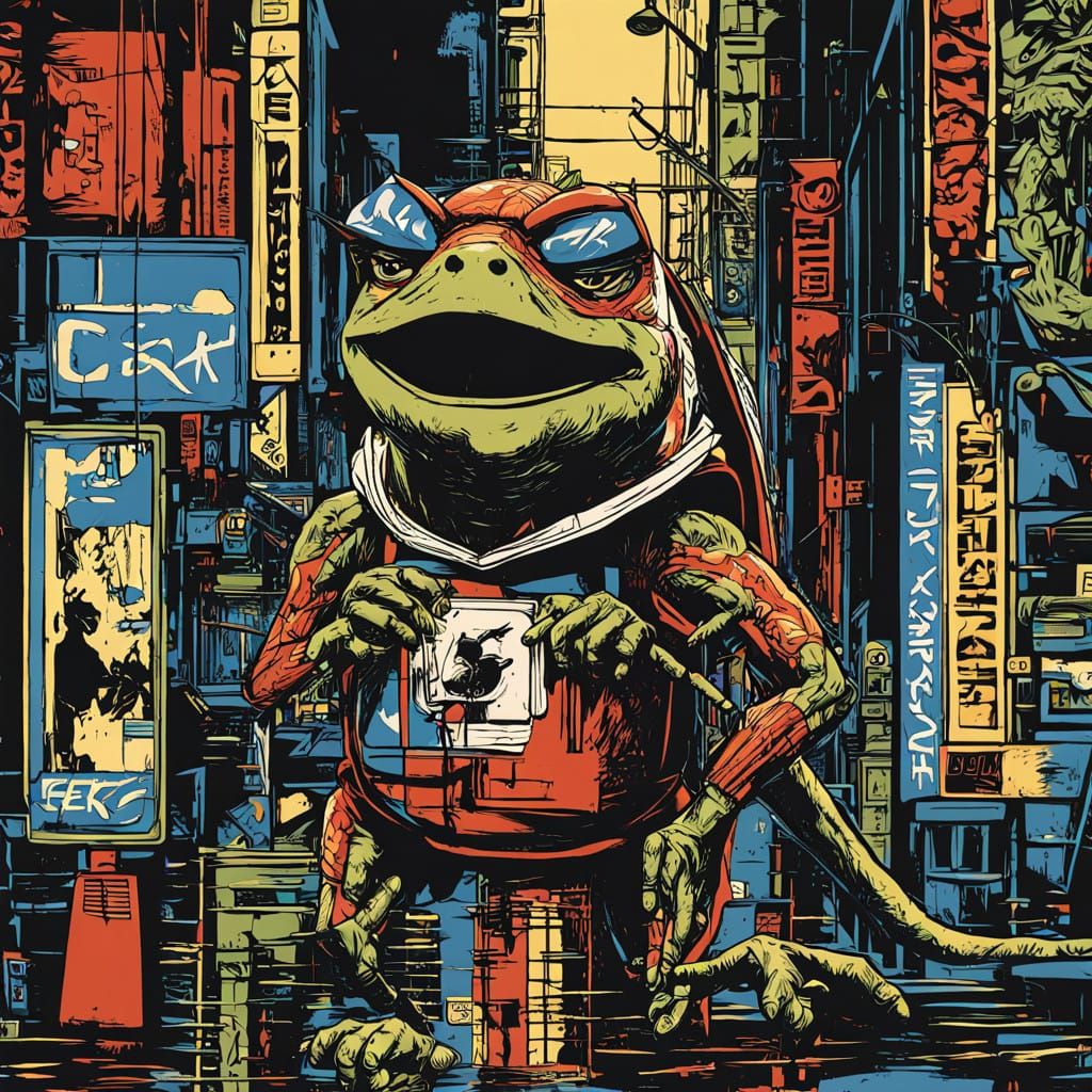 Turtle Heroes Collide in a Vibrant Cubist Masterpi... - AI Art