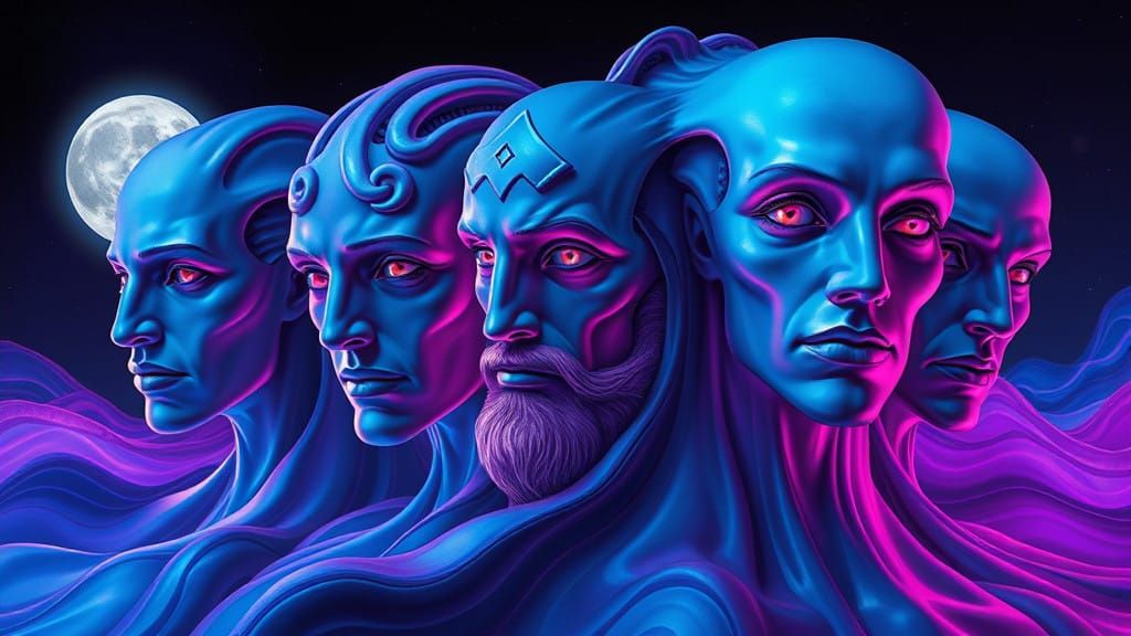 Electrifying Cosmic Gods Emerge from Dreamscape - AI Art