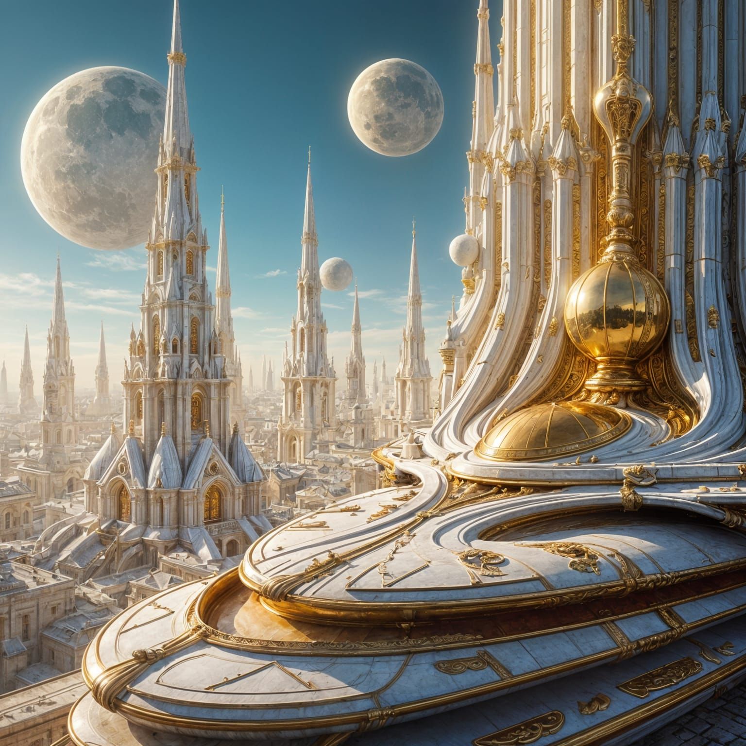 Ethereal Alien Planet in 3489 with Majestic White ... - AI Art