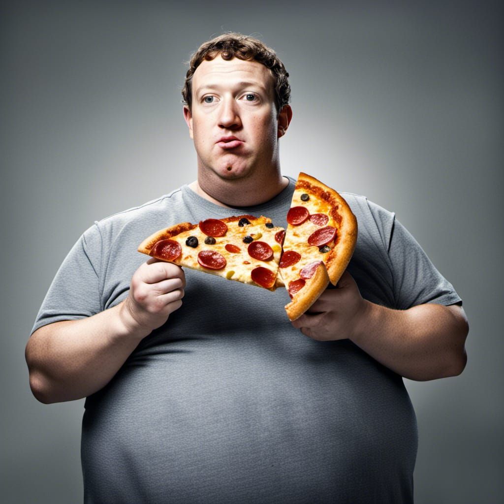 "The Big Zuck" eating pizza - AI Generated Artwork - NightCafe Creator