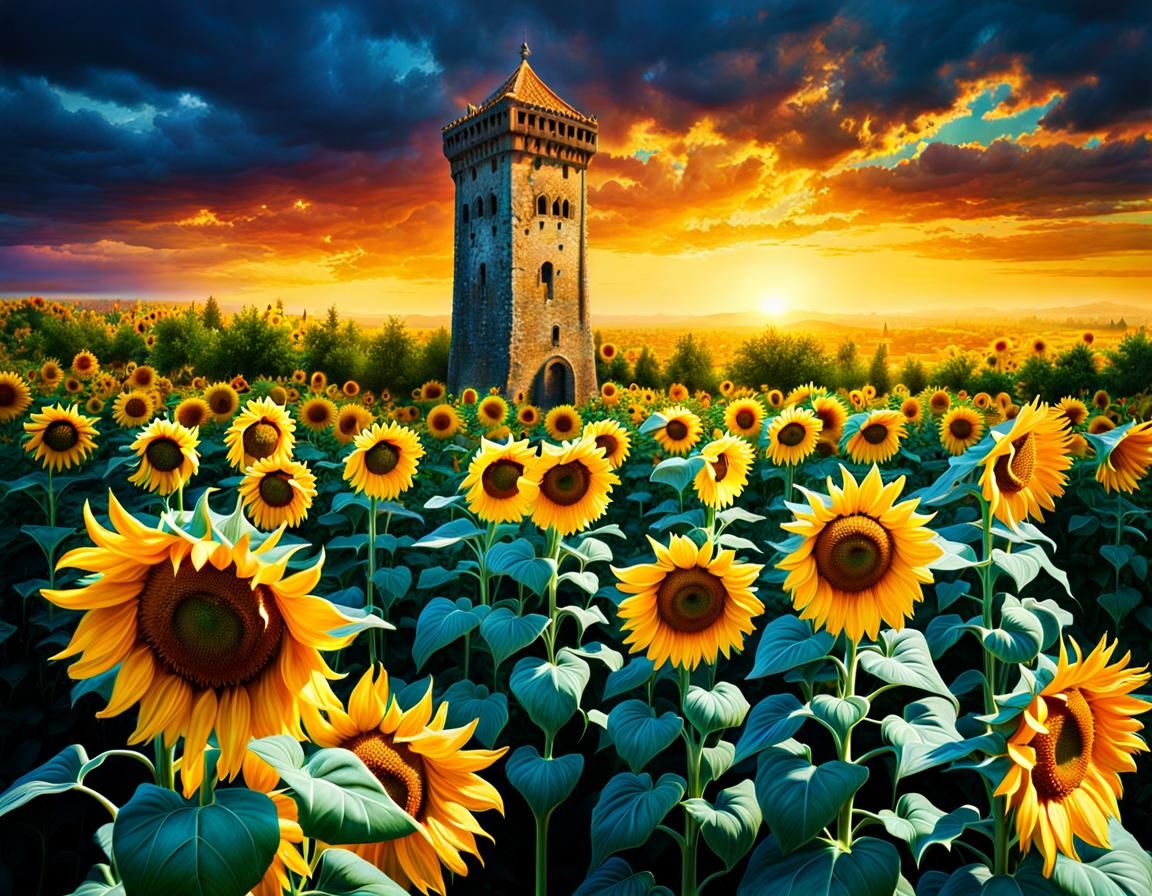 Sunflower Tower - AI Generated Artwork - NightCafe Creator