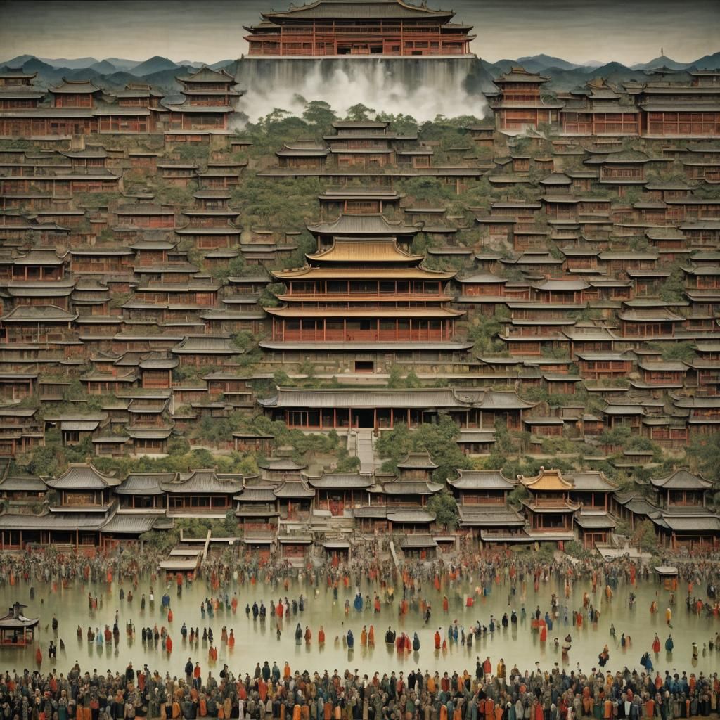 Temples - Andreas Gursky vs. Guo Xi - AI Generated Artwork - NightCafe Creator