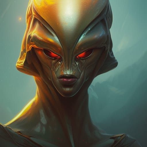 Hooded alien creature head and shoulders portrait, 8k resolution ...