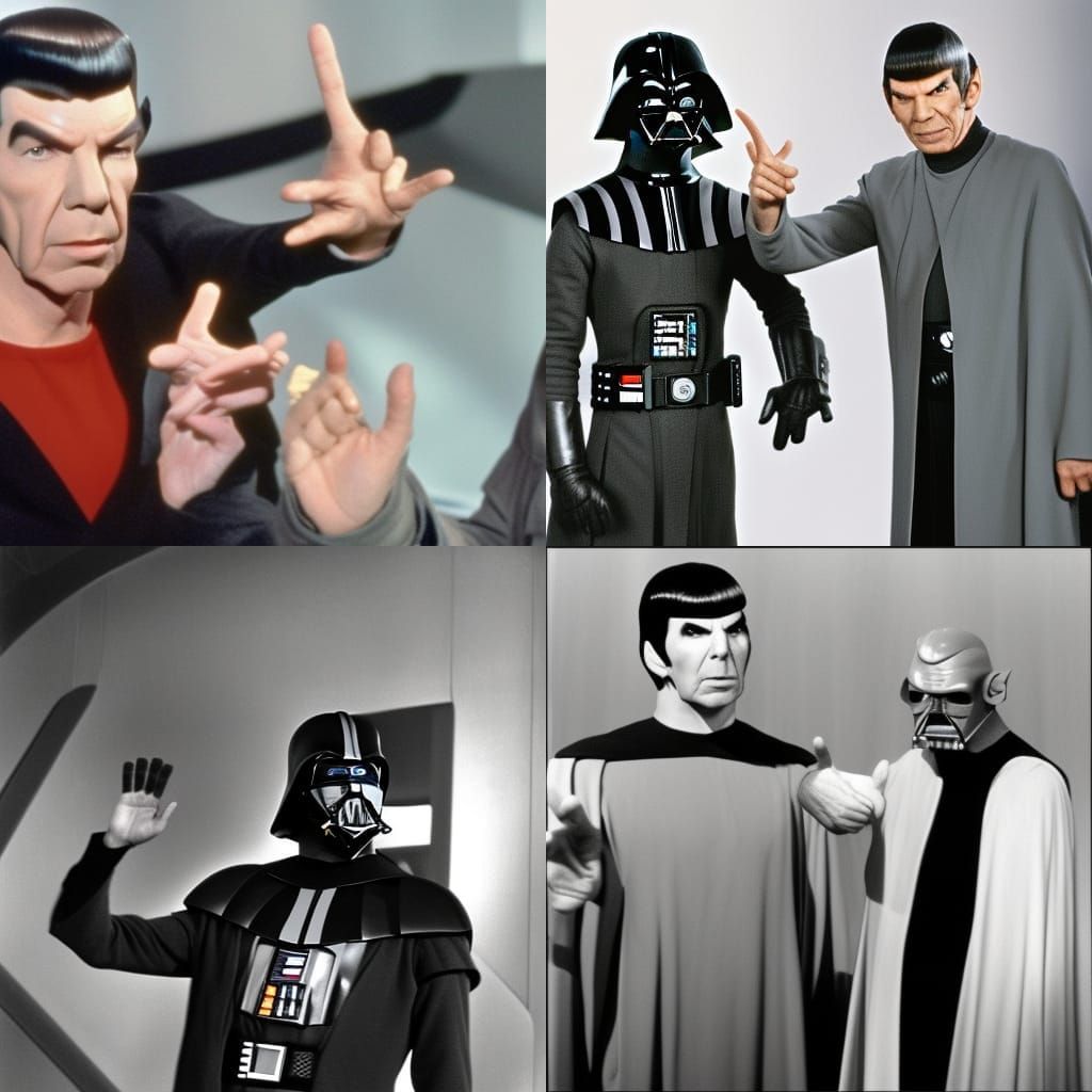 Spock trying to show Darth Vader the Vulcan peace sign. - AI Generated ...