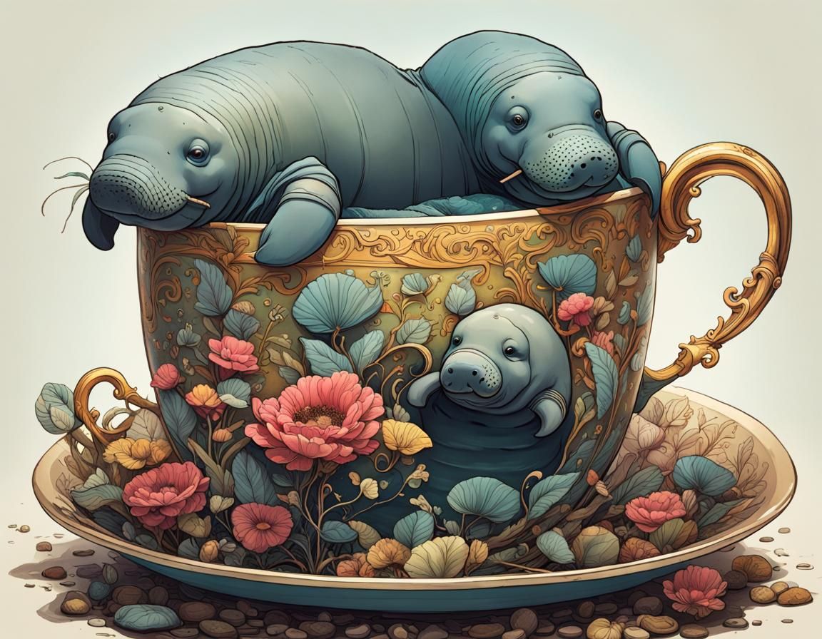 Manatee Tea - AI Generated Artwork - NightCafe Creator
