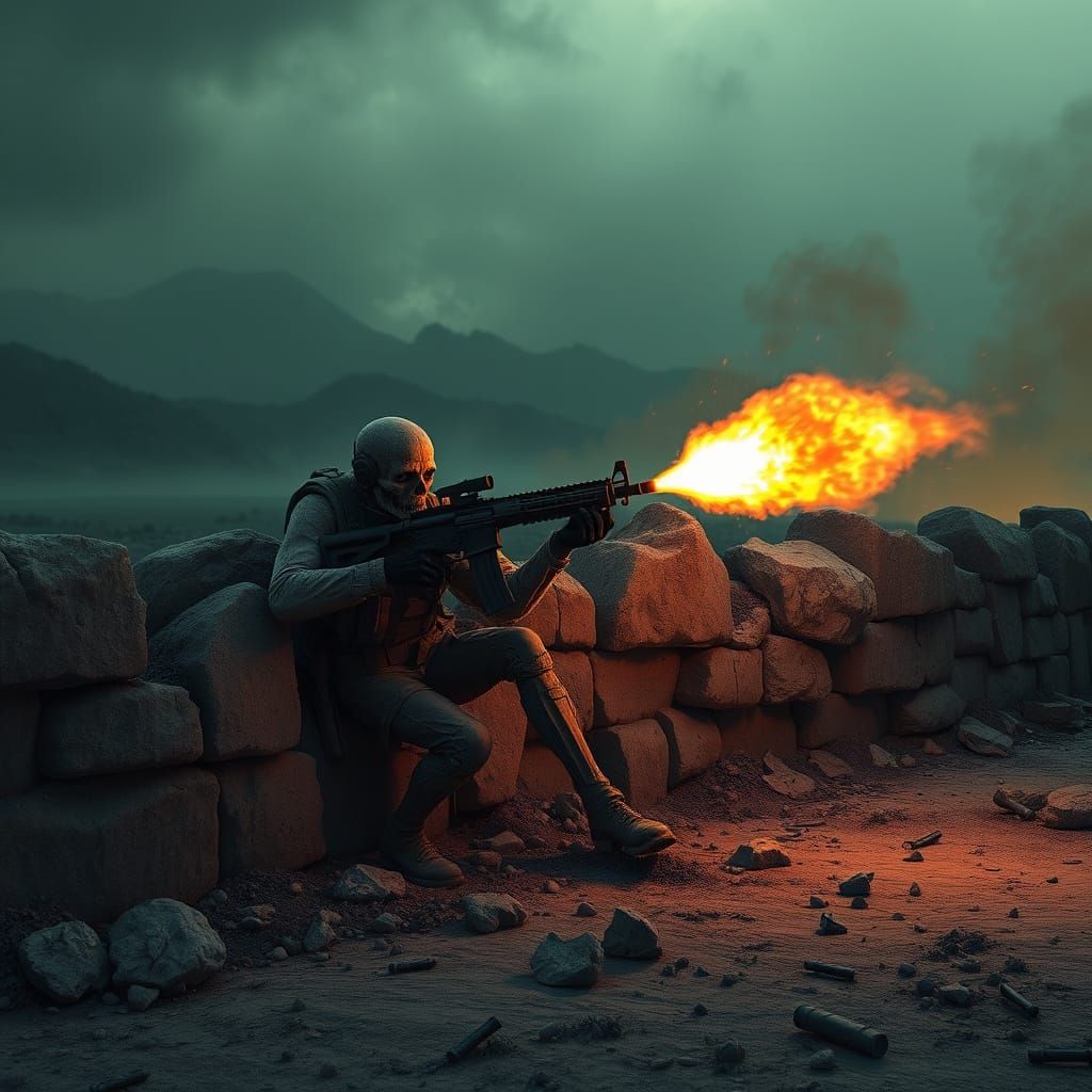 Undead SEALs Return Fire in Desolate War-Torn Land... - AI Art