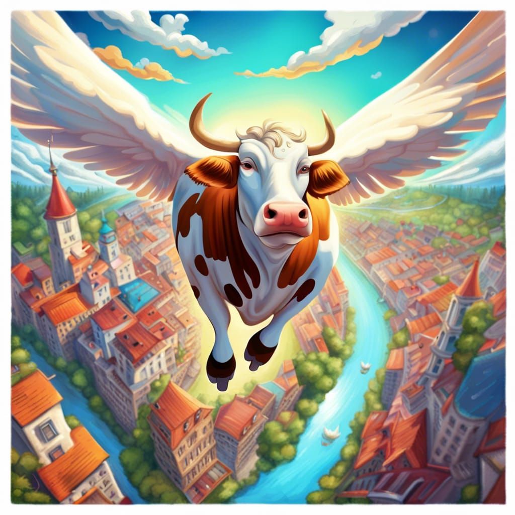 Flying Cow - AI Generated Artwork - NightCafe Creator