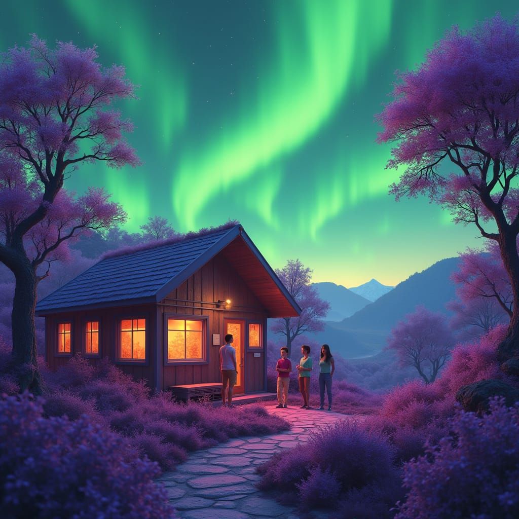 Futuristic Family Homestead on a Lush Alien Planet - AI Art