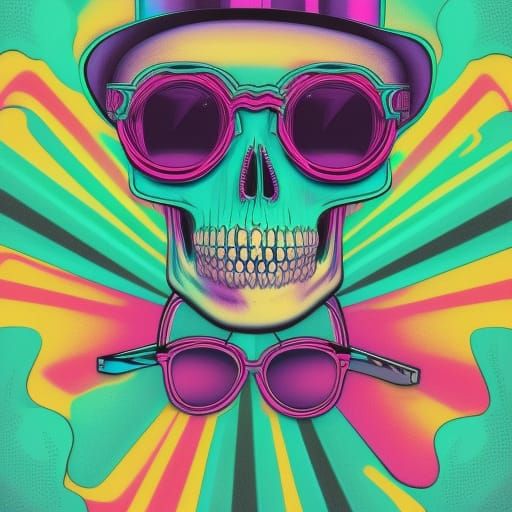 Pastel Neon Synthwave Skull - AI Generated Artwork - NightCafe Creator