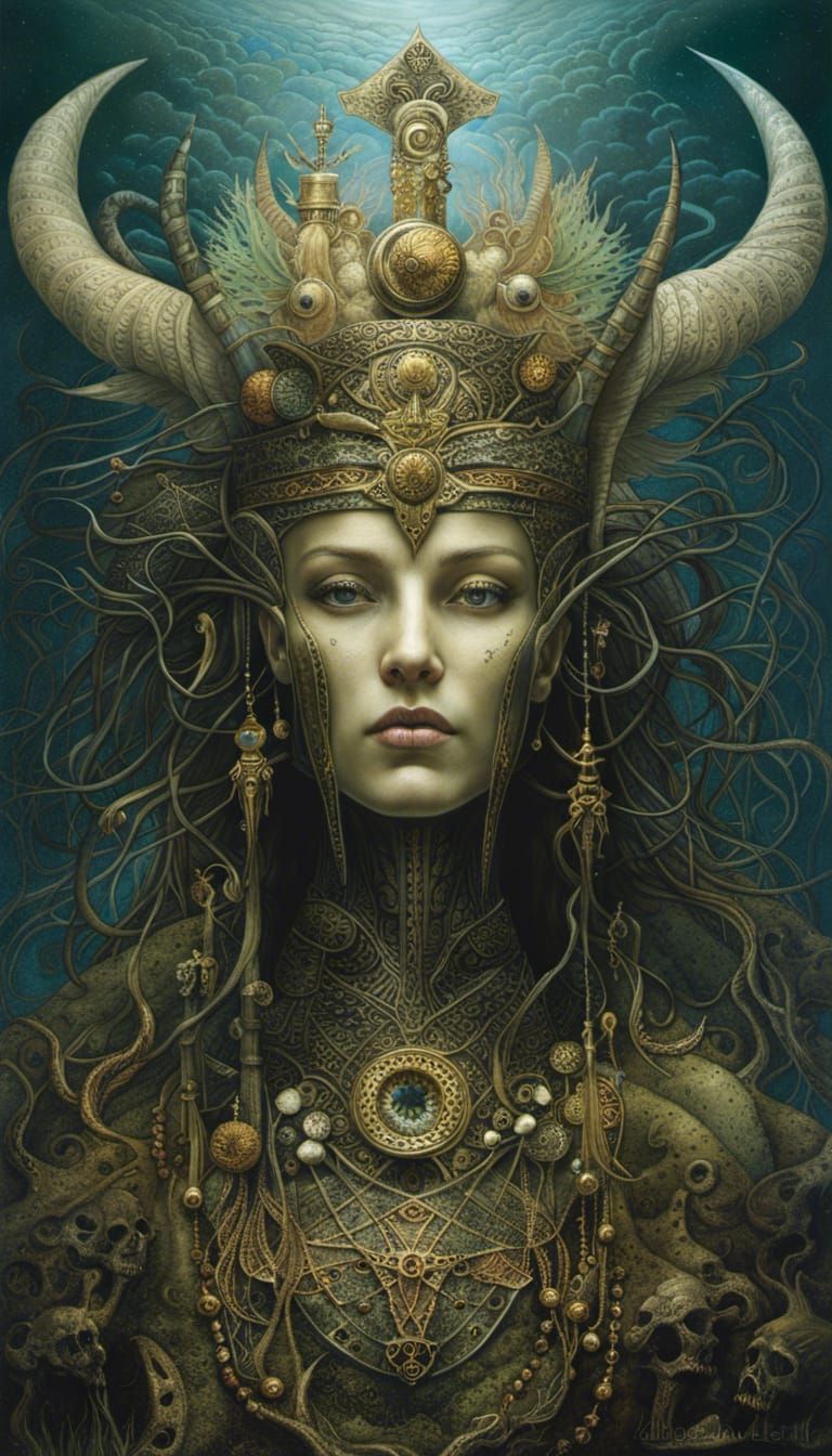 viking north druid lich mermaid queen of death goddess witch pagan face ...