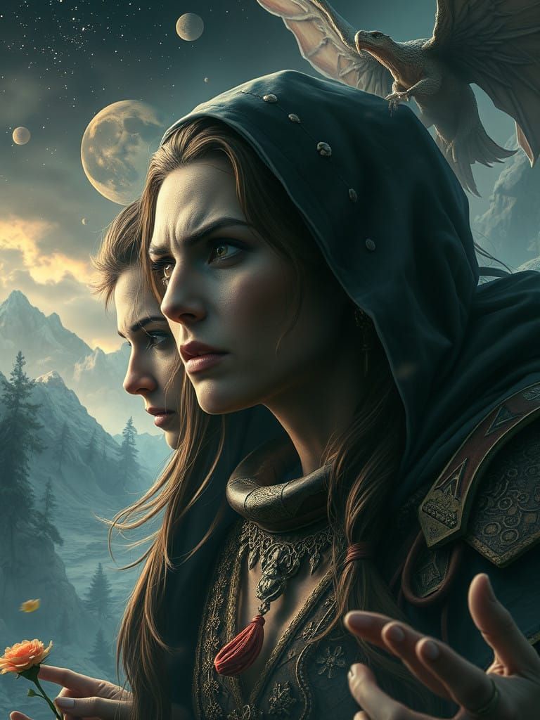 prompt insanely ultra hyper-detailed hyper-realistic dramatic high-action adventuristic portrait ...