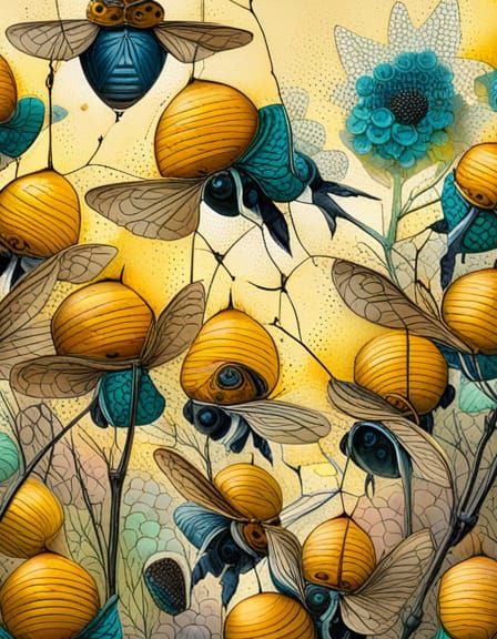 Abstract bees - AI Generated Artwork - NightCafe Creator