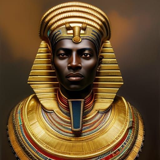 close up male african ancient egyptian pharaoh in africa:: dark skin ...