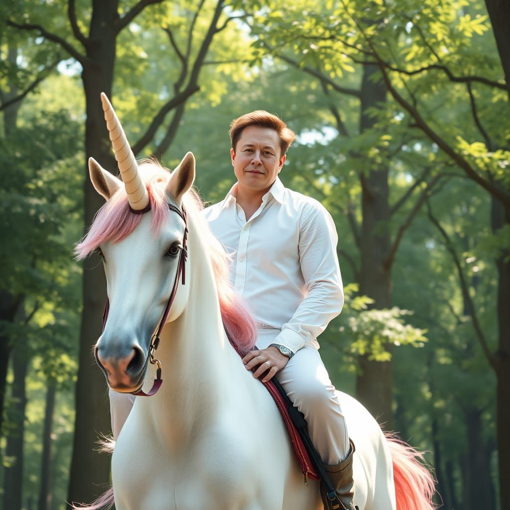 Elon Musk riding a unicorn - Elon Musk riding a unicorn
