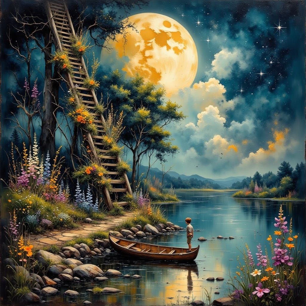 A ladder to the moon - Ladder to the Moon: Surreal Dreamscap...