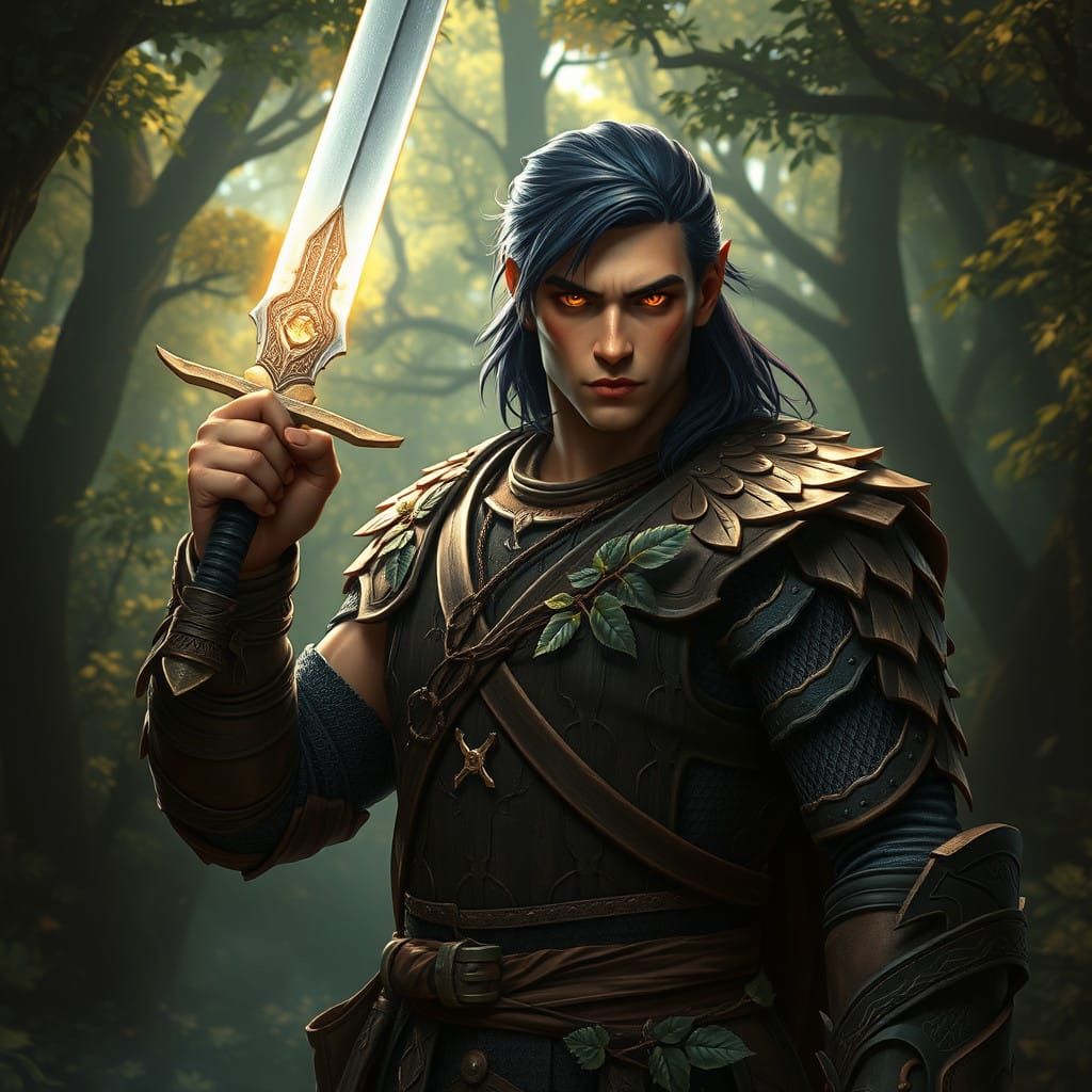 Half elf Druid....."broad shouldered Male half-elf druid fighter with ...
