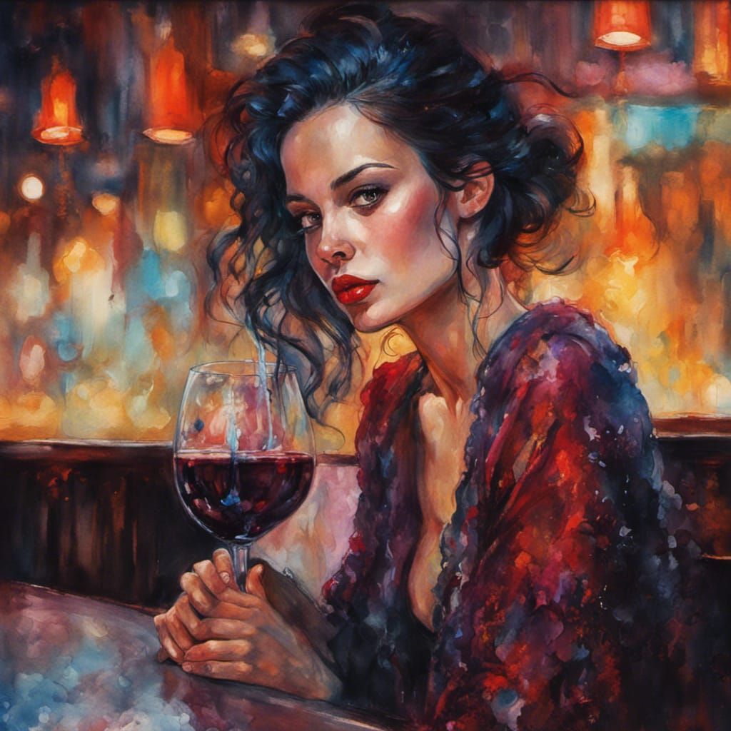 At the Wine Bar - AI Generated Artwork - NightCafe Creator