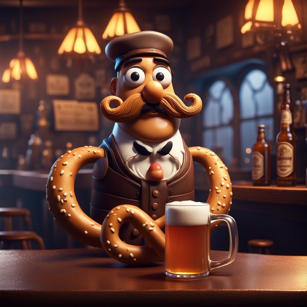 Pretzel Man with Beer - AI Generated Artwork - NightCafe Creator