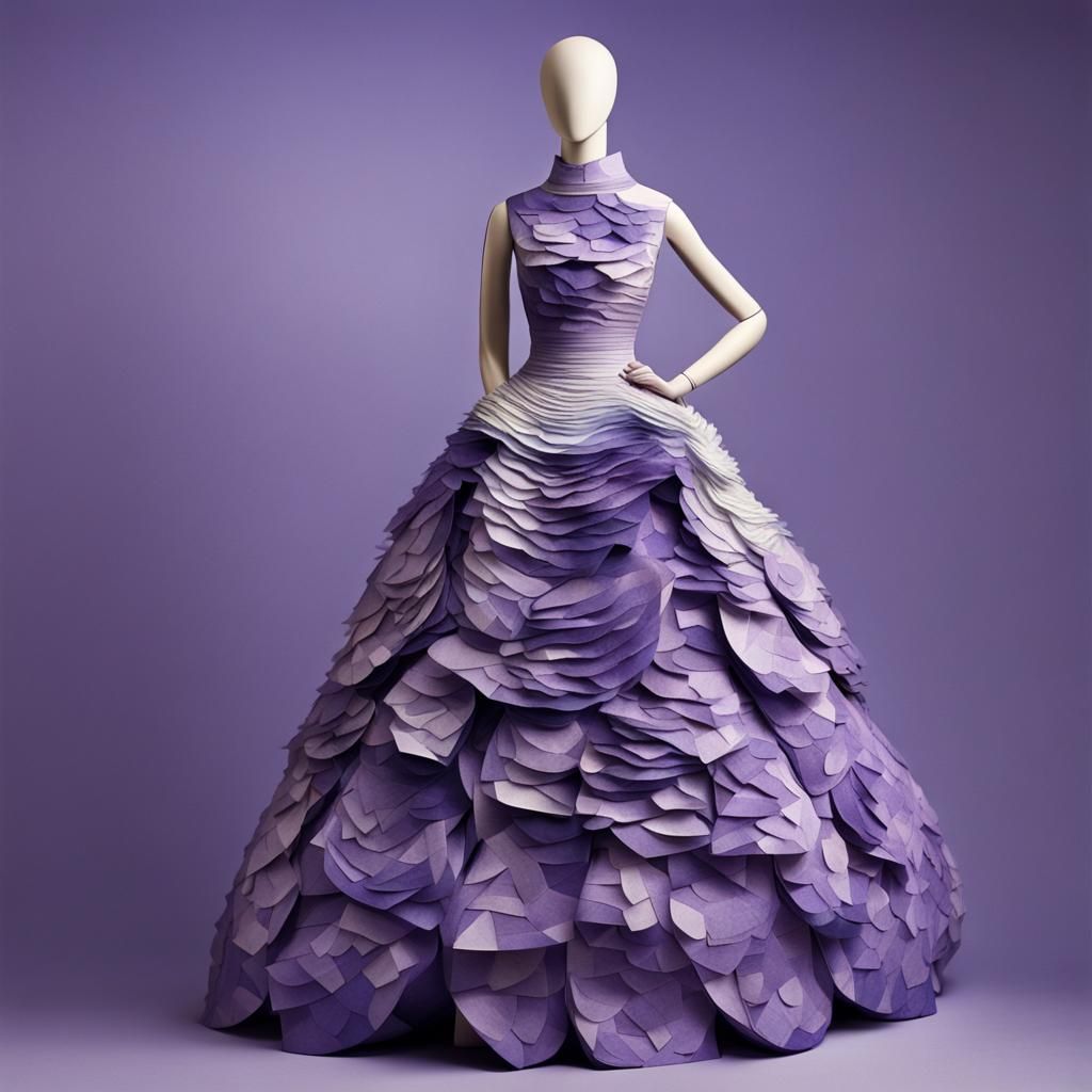 Fine Art Paper Collage Dress:: Vintage Multilayer Bouffant Paper Ball ...