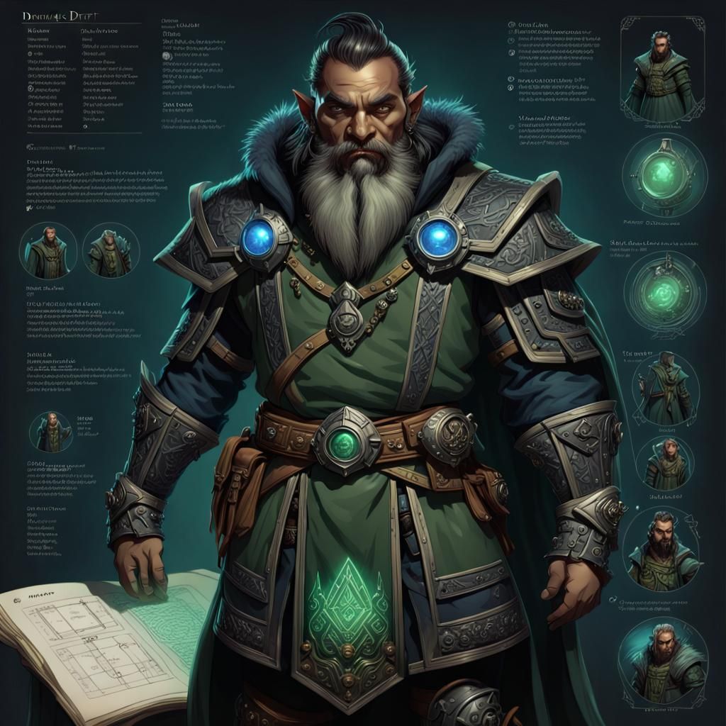 Hyperdetailed realistic character sheet, image and concept art of D&D ...