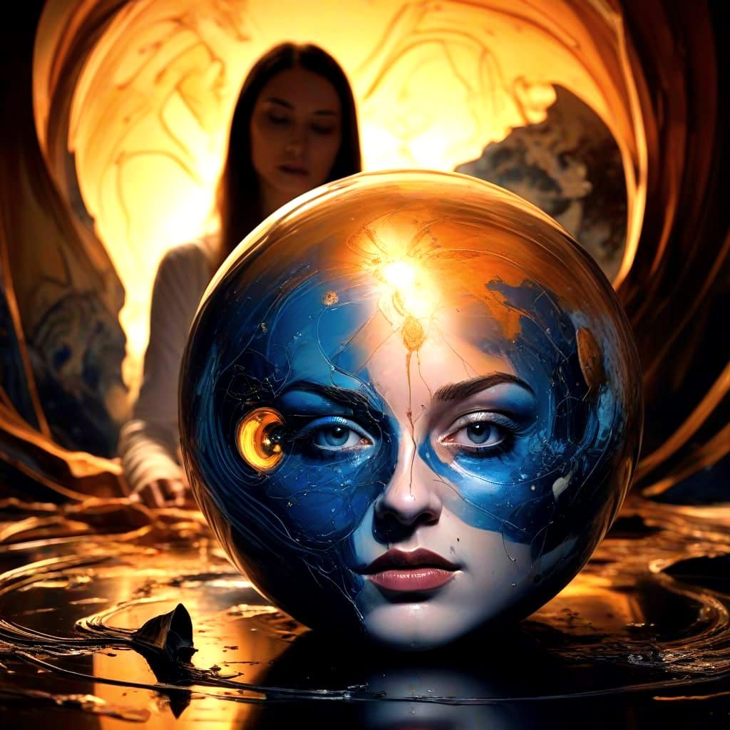 Dreamlike Woman Surrounded by Cosmic Engine and So... - AI Art