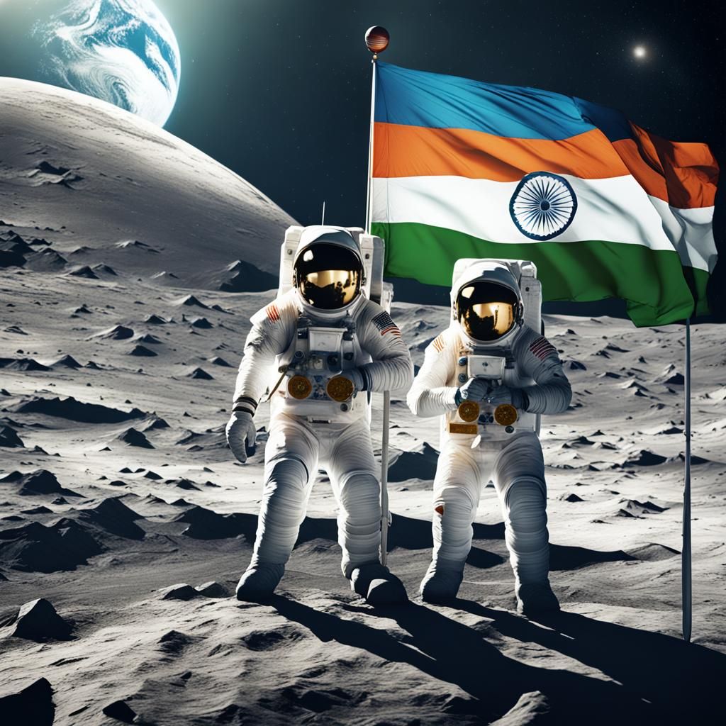 India on Moon - AI Generated Artwork - NightCafe Creator