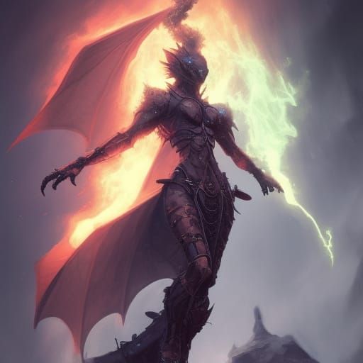 Black Dragoon - Ash Death Dragon Portrait in Hyperdetailed S...