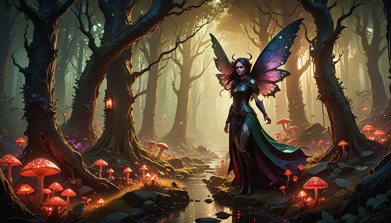 Alone amidst venenous ushrooms - Gothic Fairy Enshrouded in ...