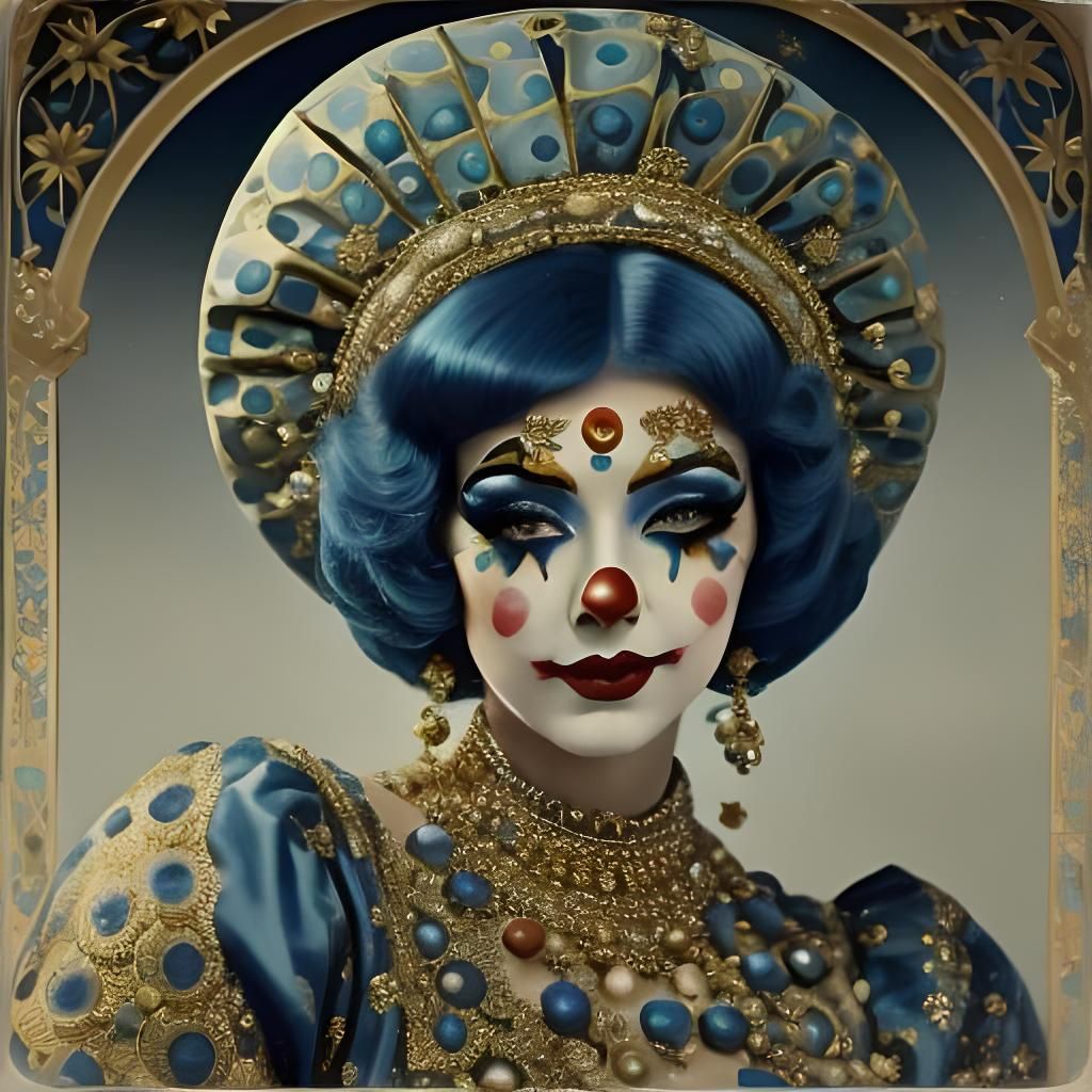 Blue Clown Queen - AI Generated Artwork - NightCafe Creator