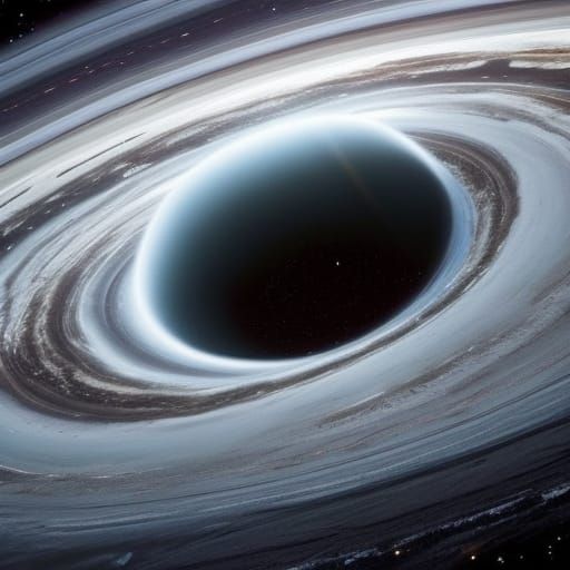 long shot of a gargantua black hole from the movie interstellar slowly ...