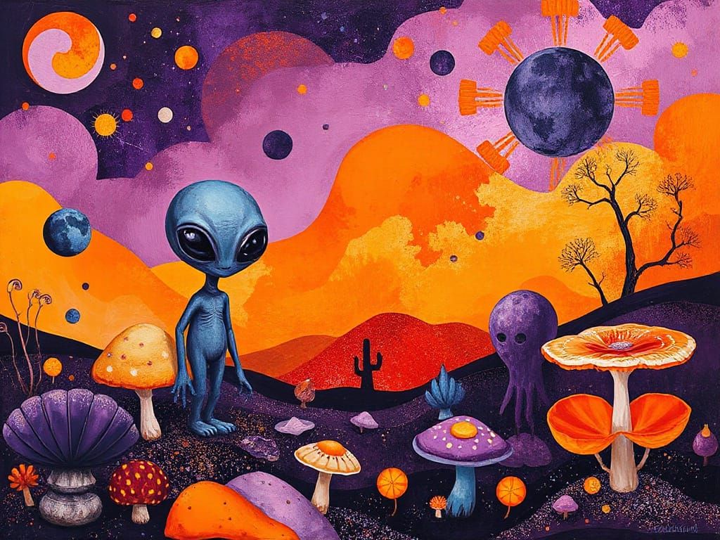 alien landscape in purple and orange