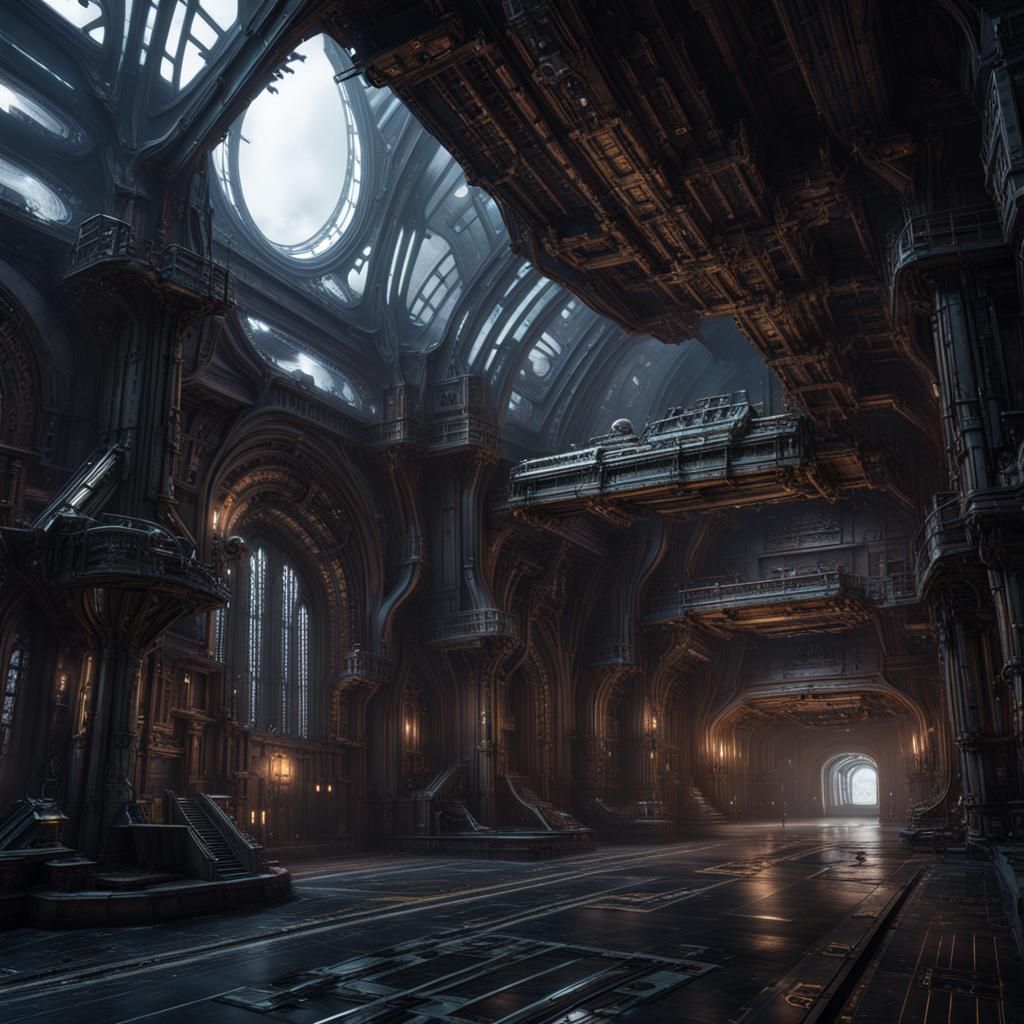 grand gothic space station, dark, imposing, energy - AI Generated ...