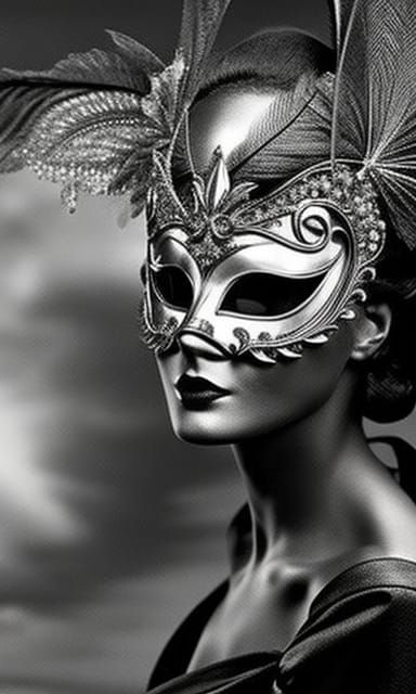 Black and white photographs of a masquerade mask ethereal fantasy ...