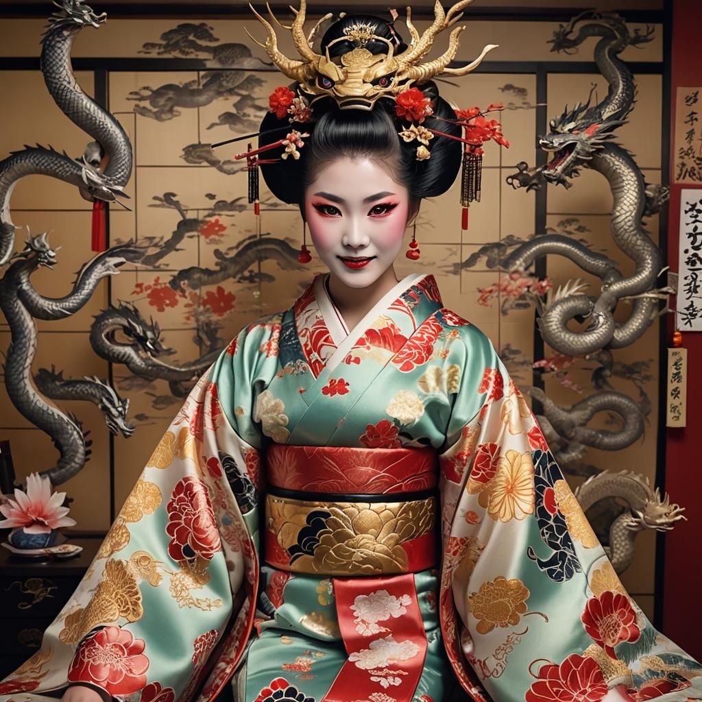 Dragon Geisha 🔥🔥🔥 - AI Generated Artwork - NightCafe Creator