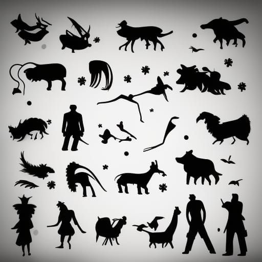 Shadow puppets Animals with shadows on stage backdrop old timey - AI ...