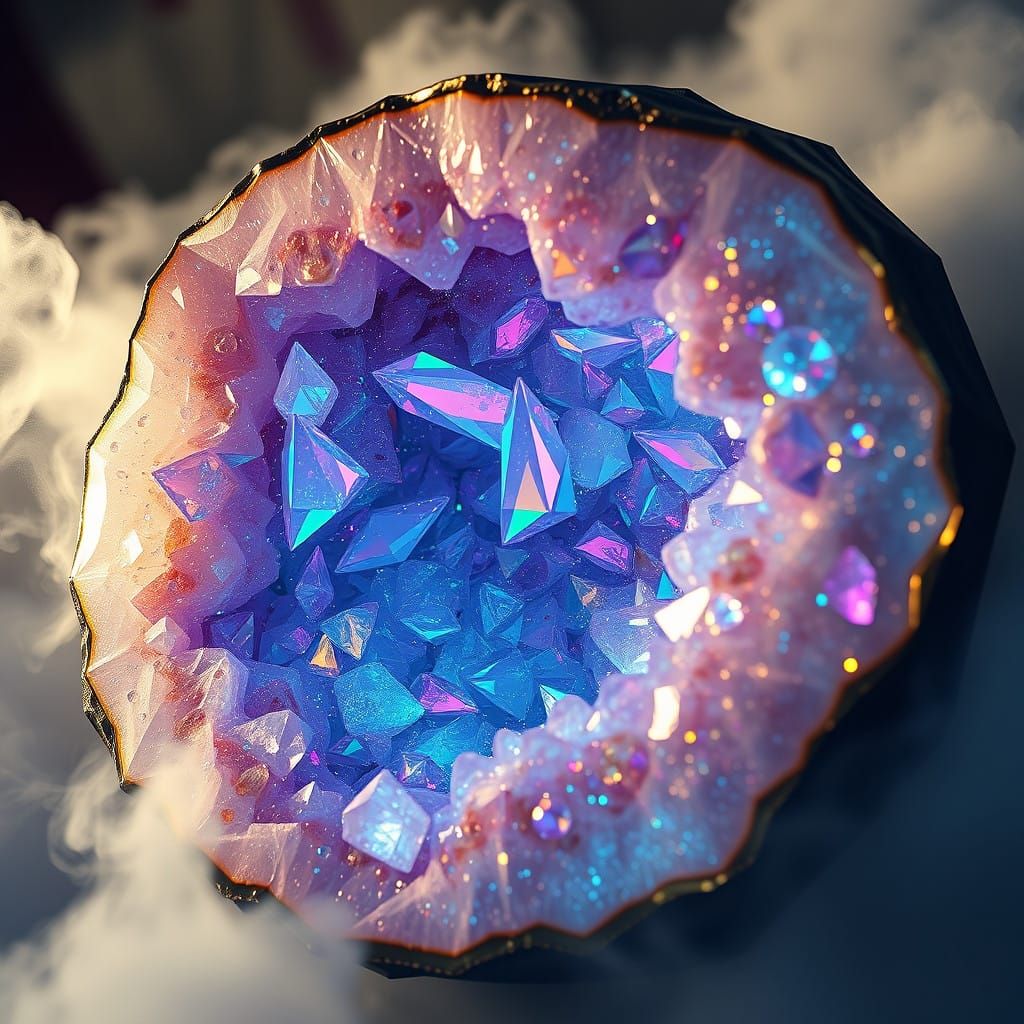 Gleaming Geode in Ethereal Light - AI Art
