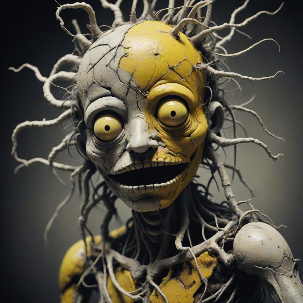 Distorted Puppet Figure in Yellow Skin, Grotesque ... - AI Art