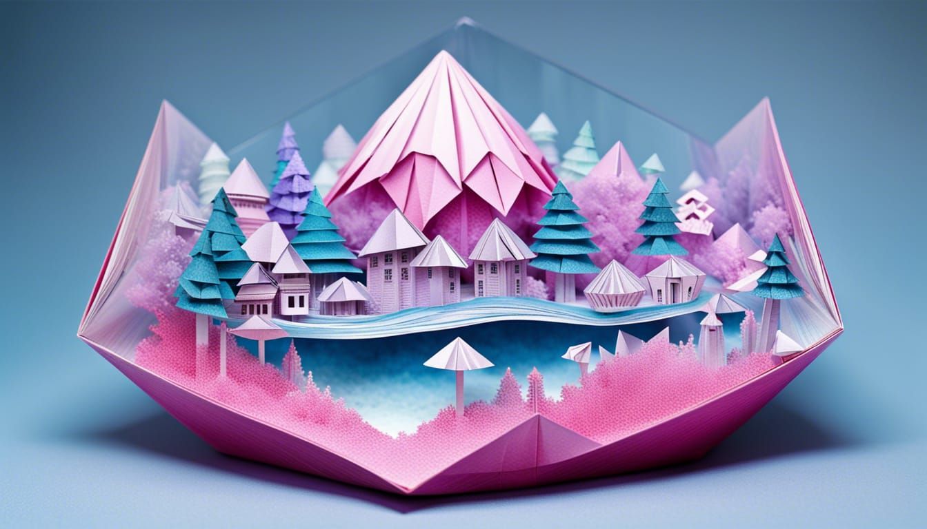 Origami Village - AI Generated Artwork - NightCafe Creator
