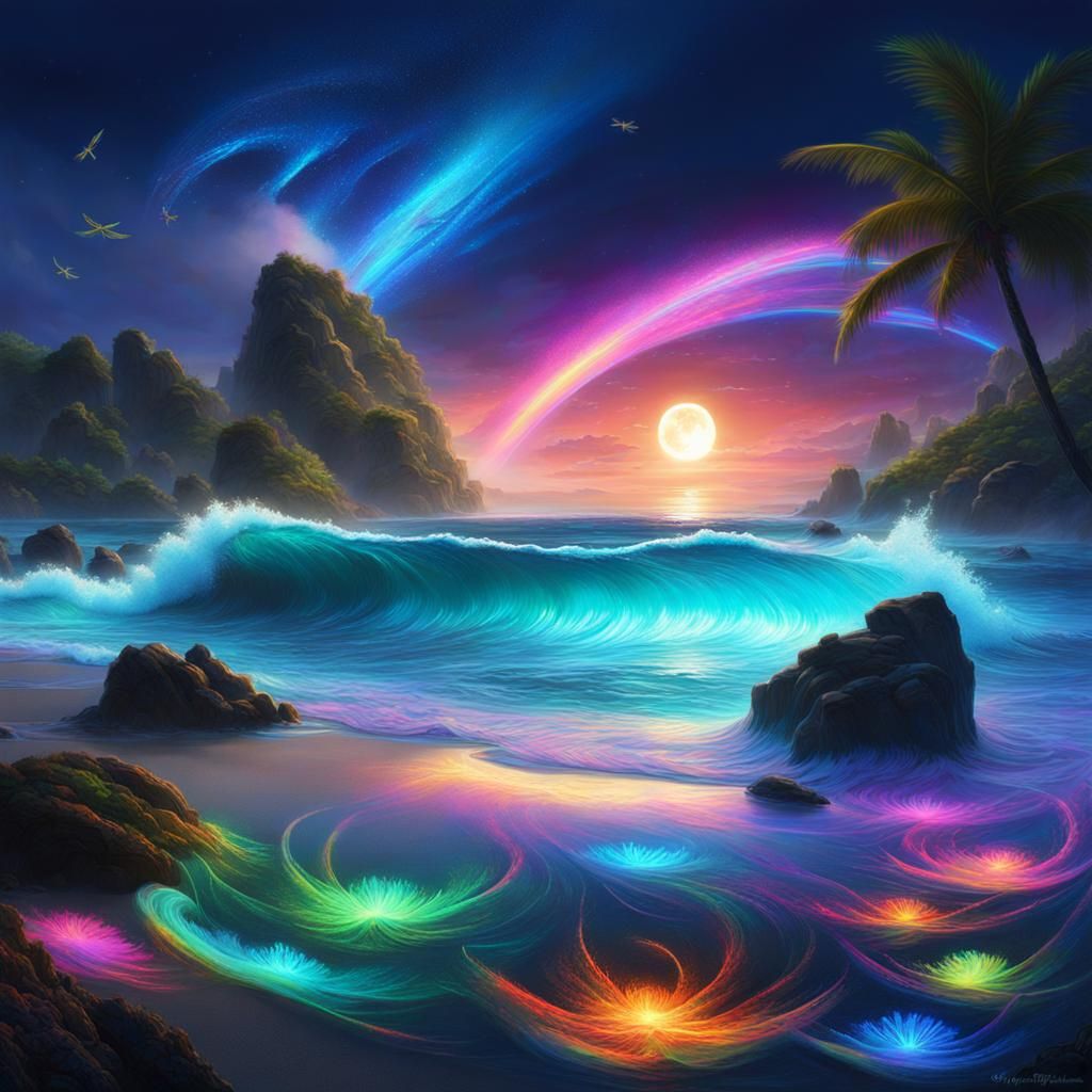 Rainbow Beach - AI Generated Artwork - NightCafe Creator